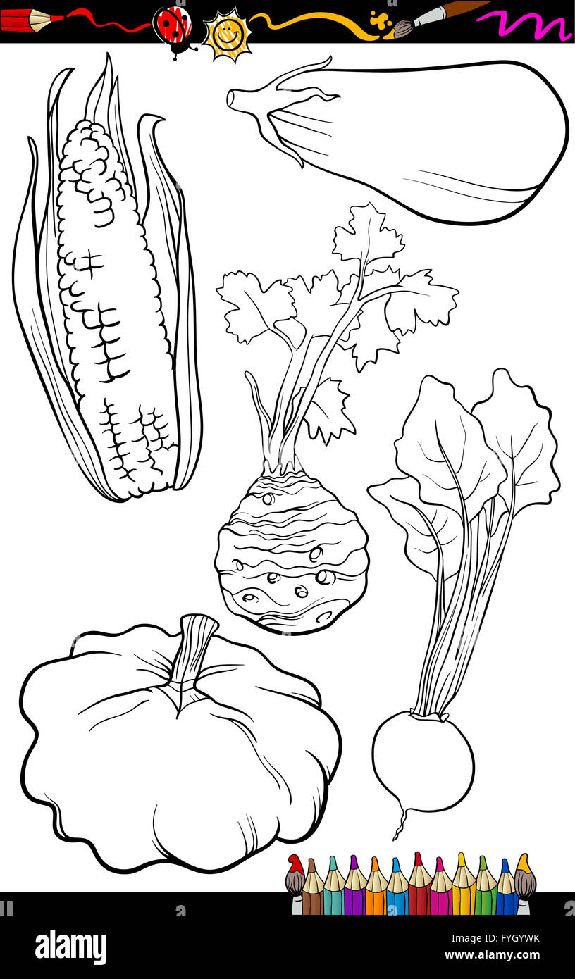 Eggplant Vegetable Cartoon Coloring Book High Resolution Stock ...