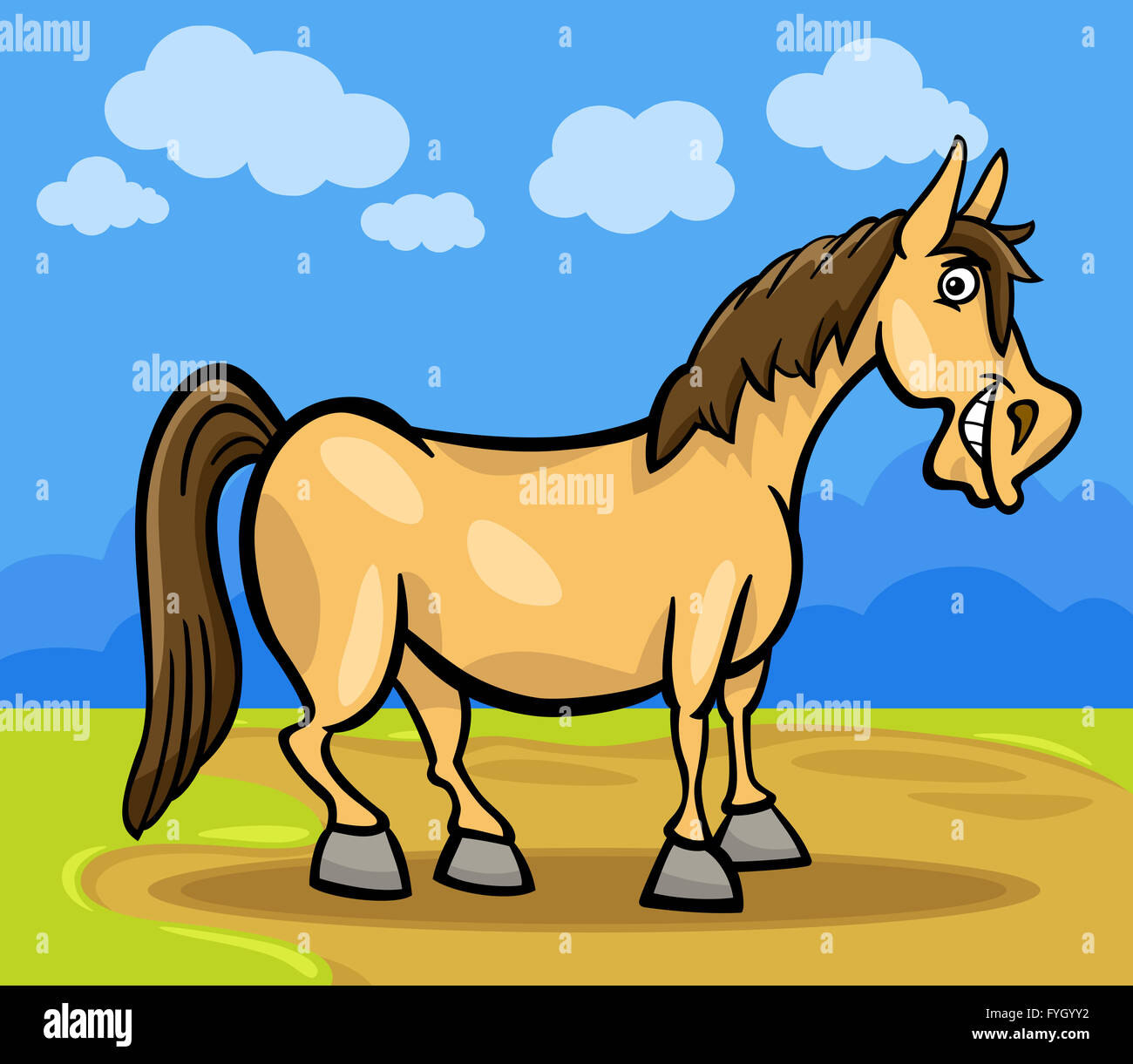 horse farm animal cartoon illustration Stock Photo - Alamy