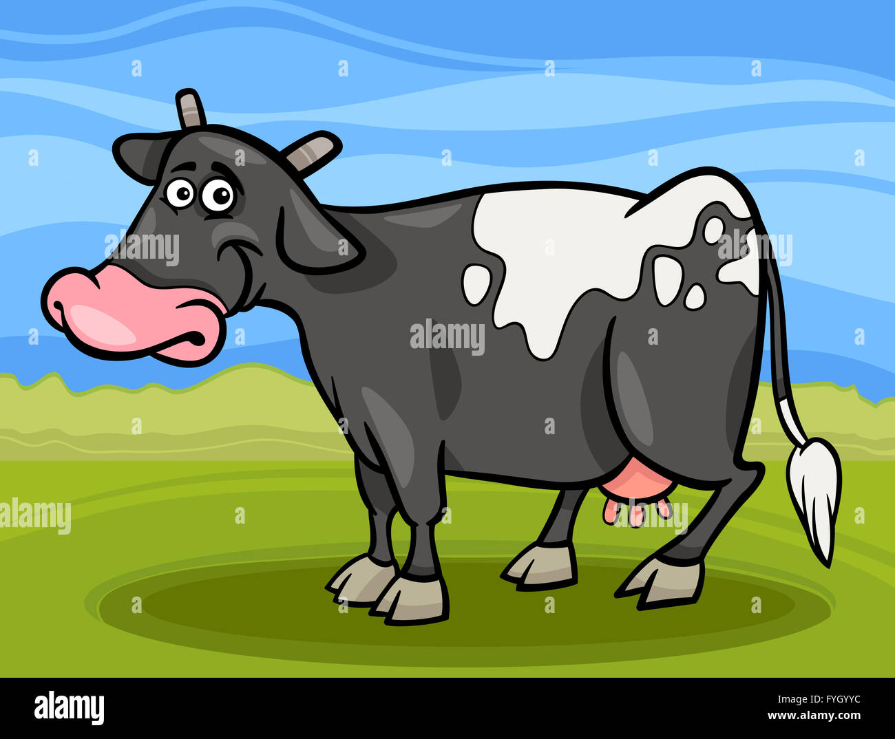 cow farm animal cartoon illustration Stock Photo - Alamy