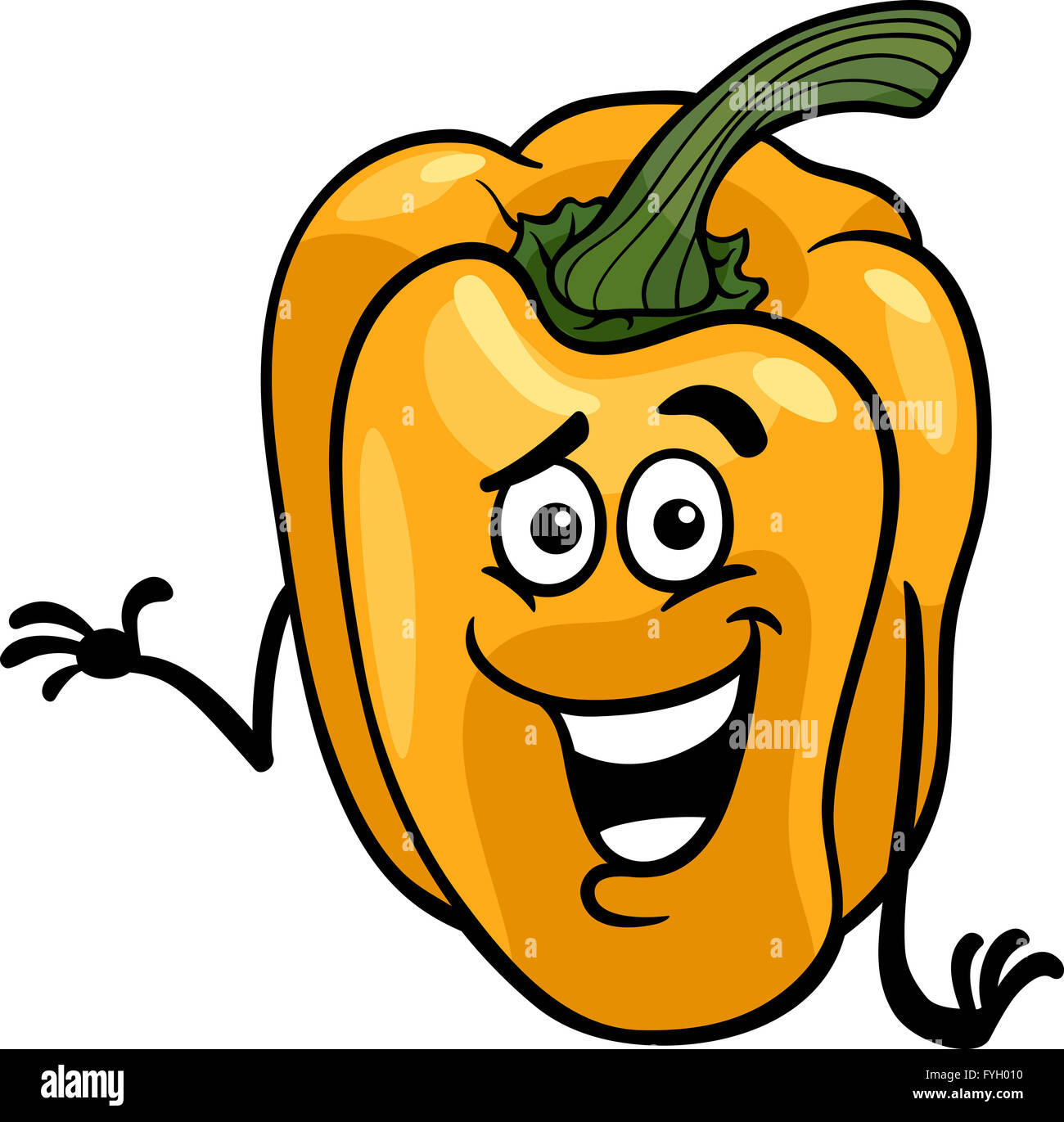 cute yellow pepper cartoon illustration Stock Photo - Alamy