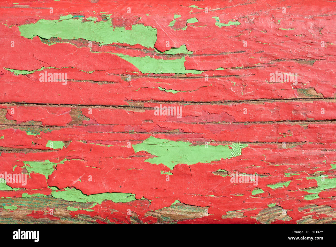 Wooden boards painted in red and green Stock Photo - Alamy