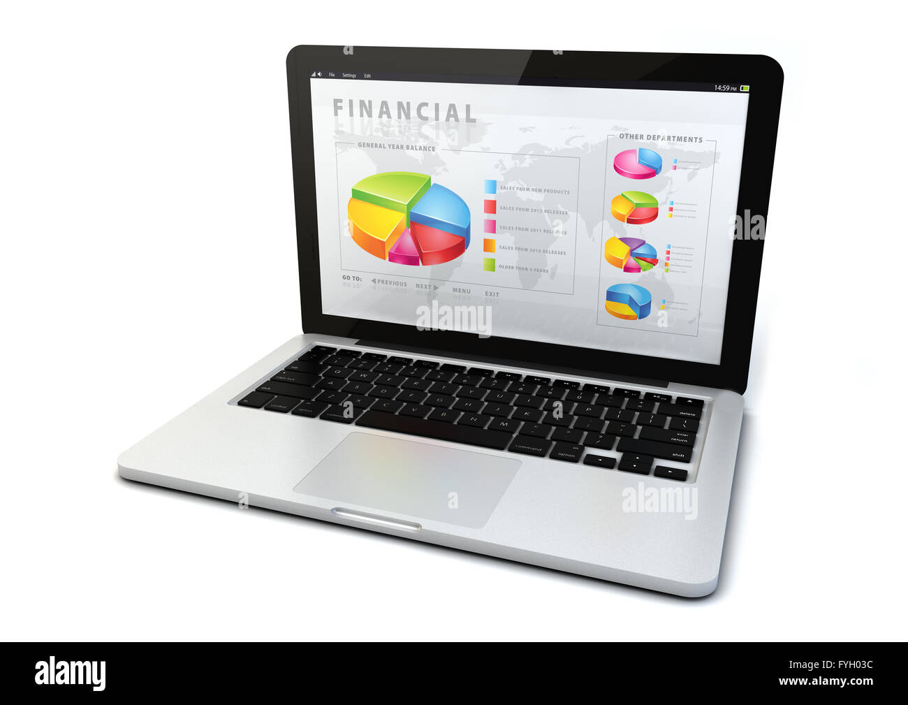 render of a computer with a financial application Stock Photo - Alamy