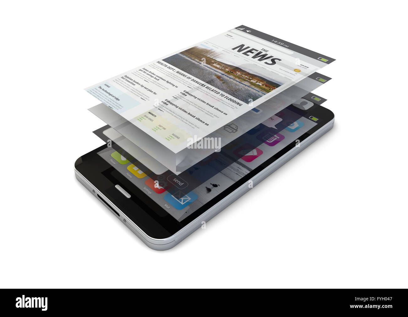 render of an smartphone with different app screens Stock Photo - Alamy