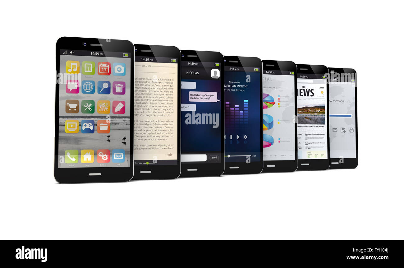 Phones with different apps hi-res stock photography and images - Alamy