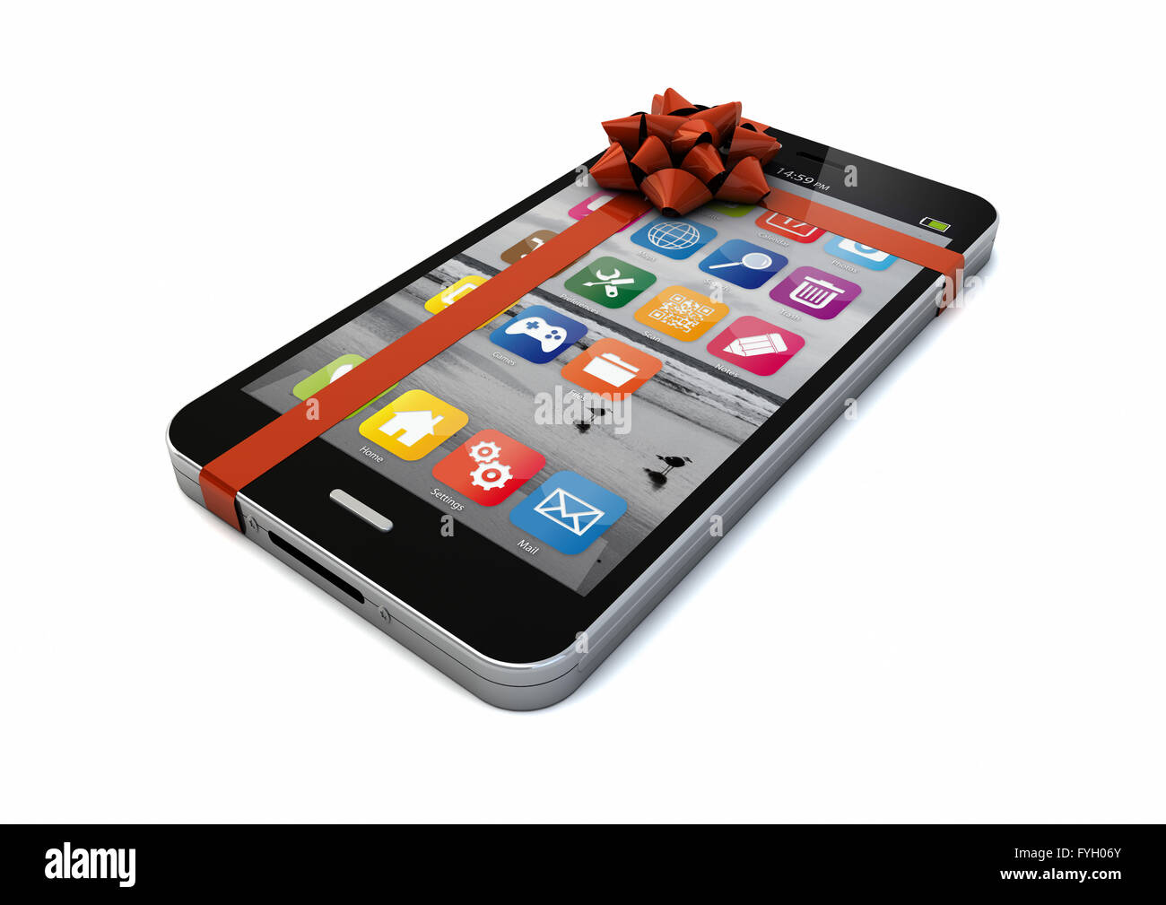 render of a smartphone with a ribbon Stock Photo - Alamy