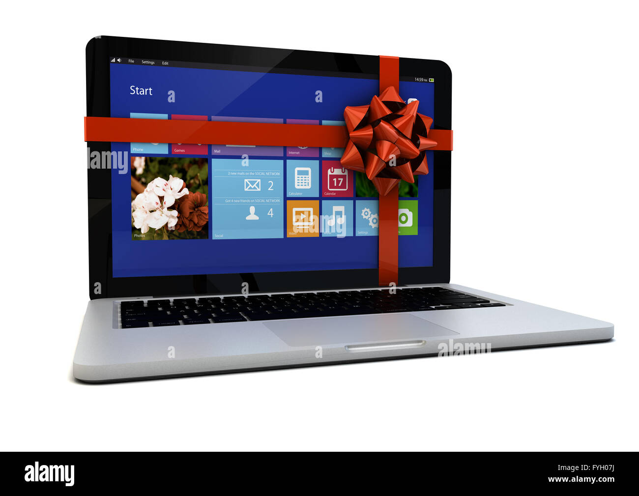 render of a laptop with a ribbon Stock Photo - Alamy