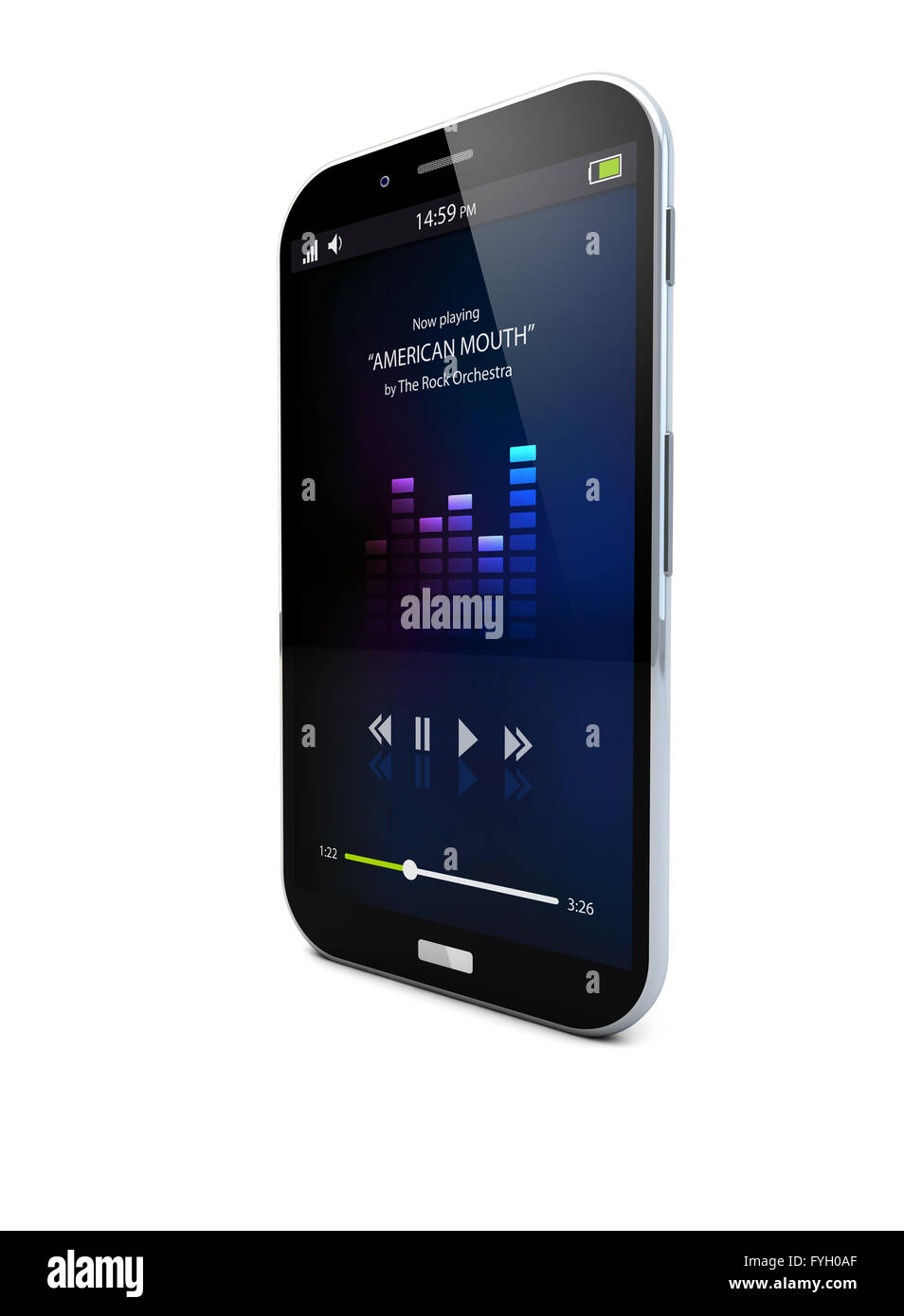 Music playlist screen Cut Out Stock Images & Pictures - Alamy