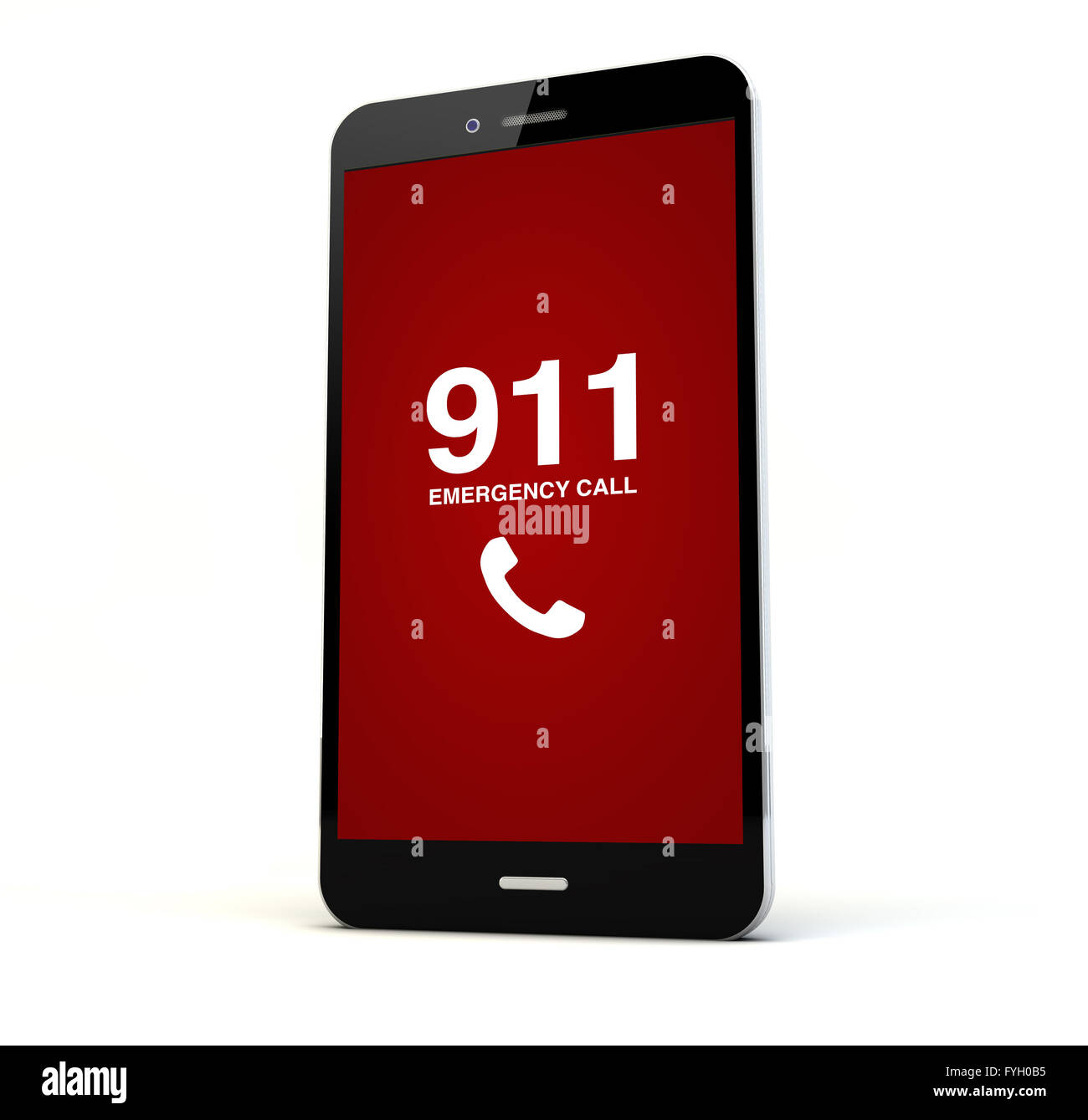 render of a phone with emergency call on the screen isolated. Screen ...