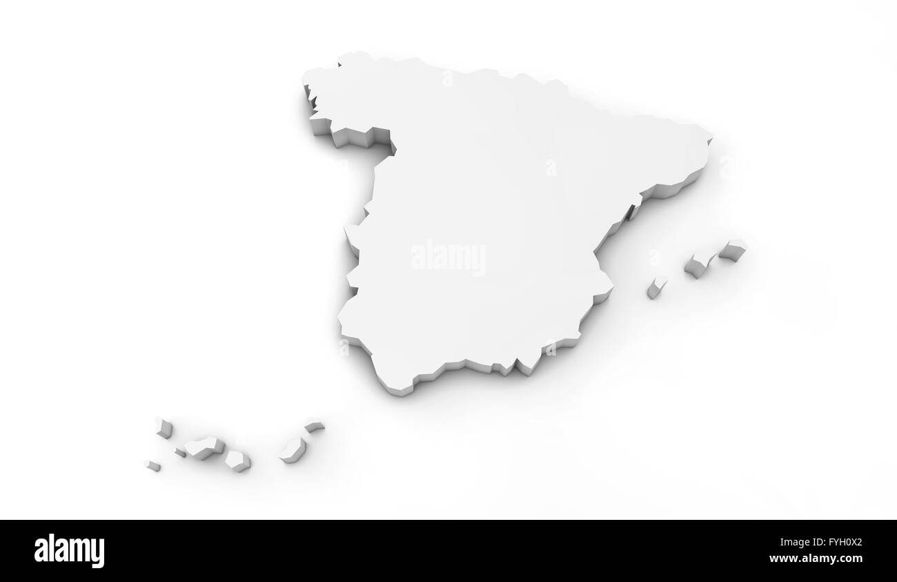 render of a spain 3d map Stock Photo - Alamy