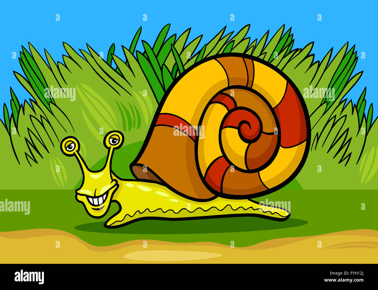 snail mollusk cartoon illustration Stock Photo - Alamy
