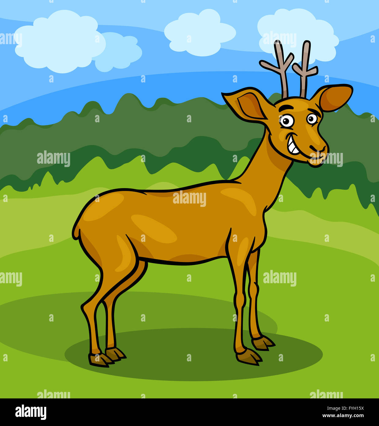 wild deer cartoon illustration Stock Photo - Alamy