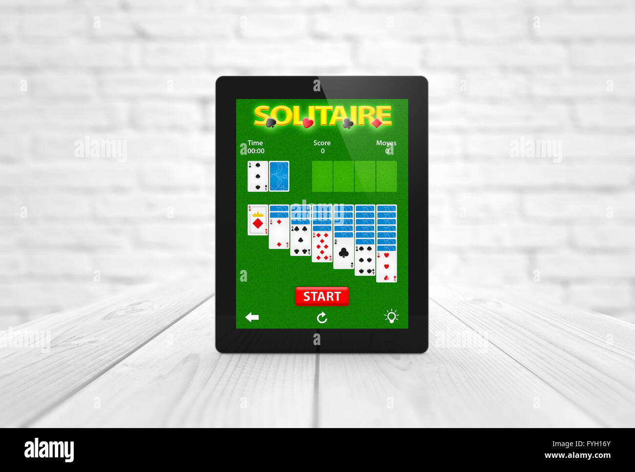 business concept: render of a tablet with game app on the screen. All ...