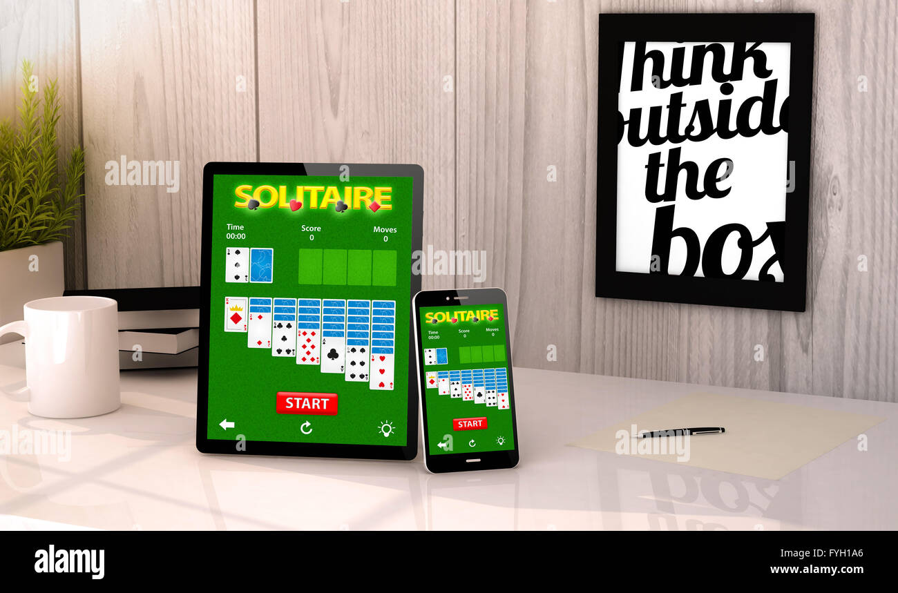 Solitaire game desktop hi-res stock photography and images - Alamy