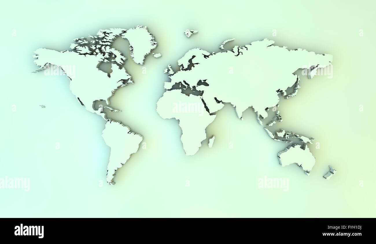 Continents map 3d hi-res stock photography and images - Alamy