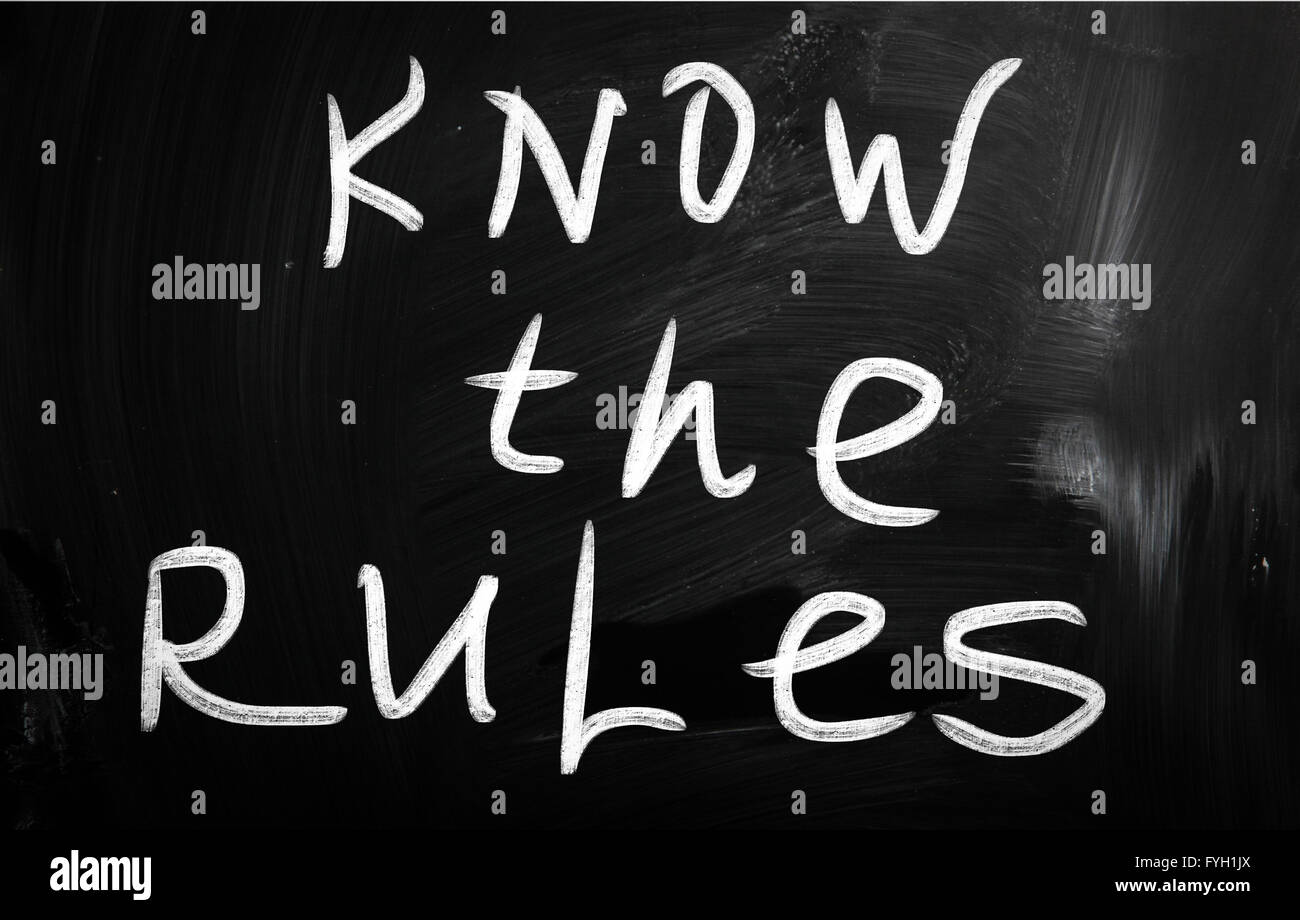 Know the rules handwritten with white chalk on a blackboard Stock Photo ...