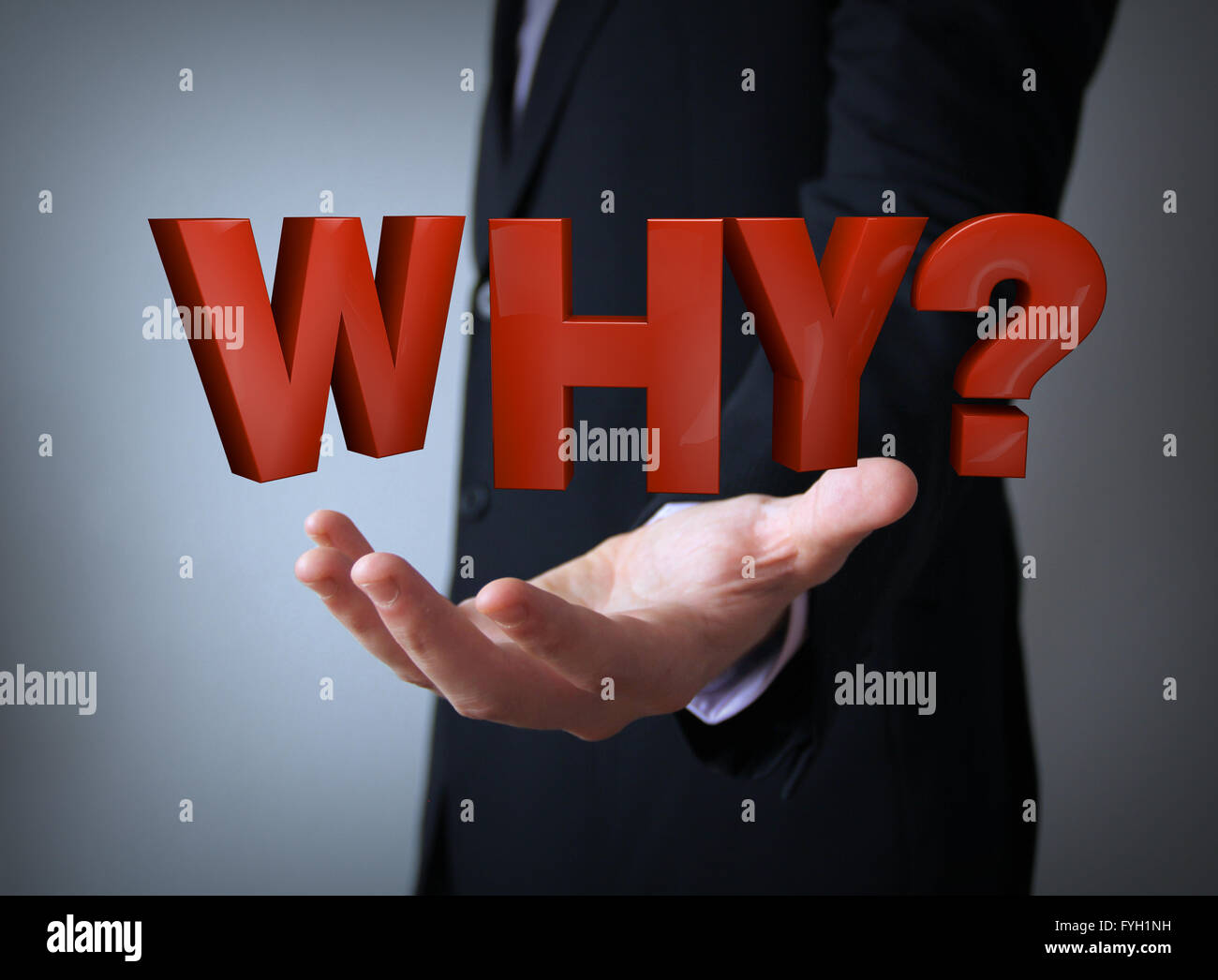 why question over businessman hand Stock Photo - Alamy