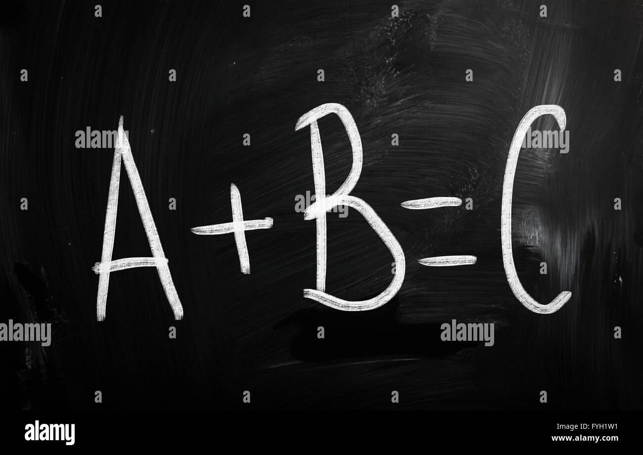 A+B=C handwritten with white chalk on a blackboard Stock Photo - Alamy