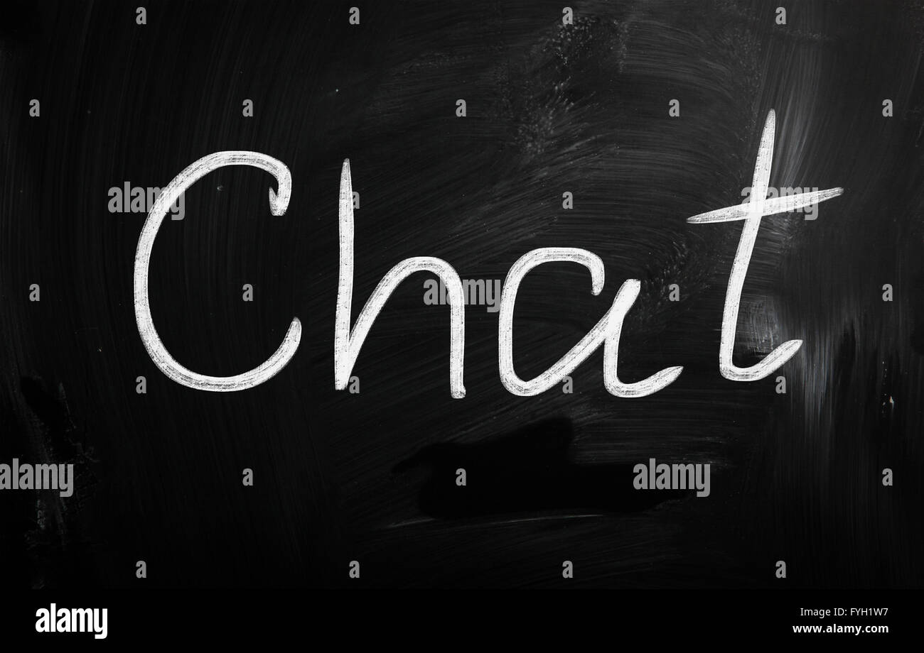 The word Chat handwritten with white chalk on a blackboard Stock Photo ...