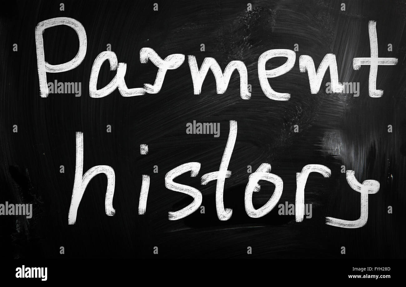 Payment history handwritten with white chalk on a blackboard Stock ...