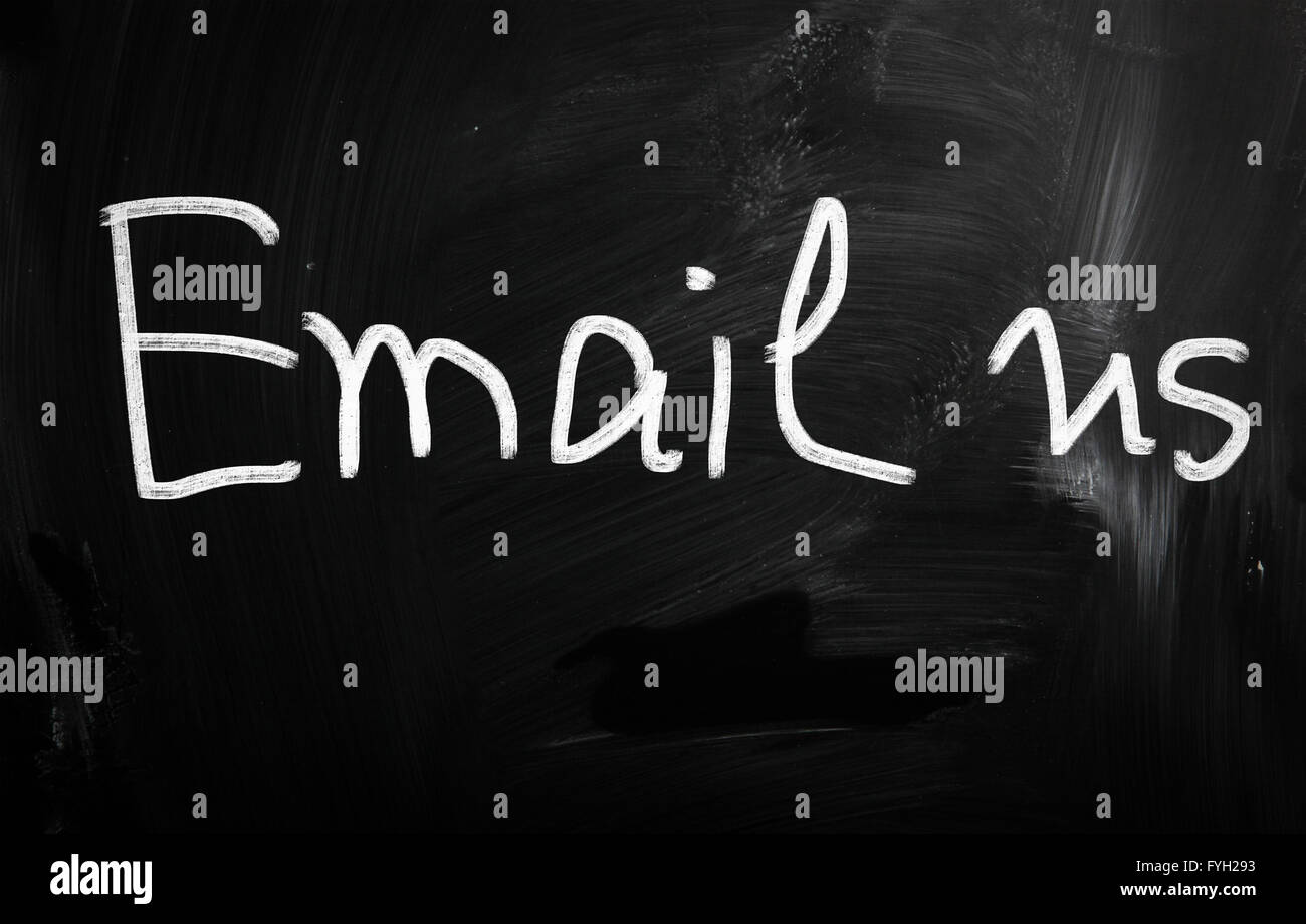 Email us handwritten with white chalk on a blackboard Stock Photo - Alamy