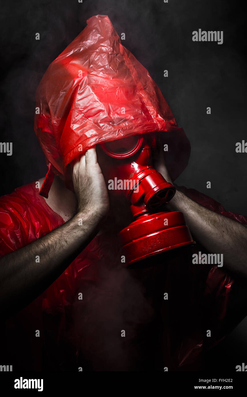 Army concept, man with red gas mask Stock Photo - Alamy
