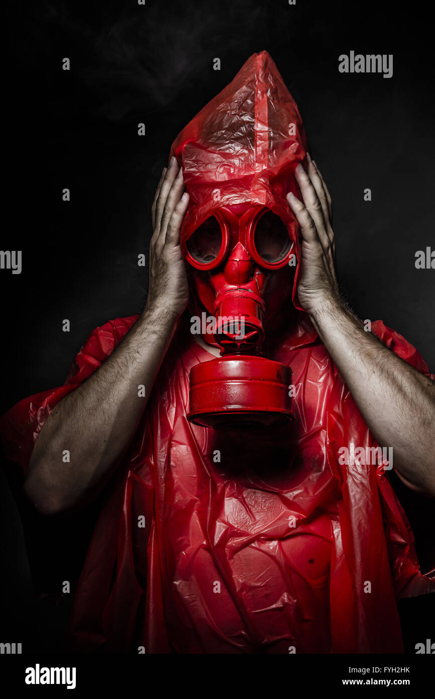 Military concept, man with red gas mask Stock Photo - Alamy