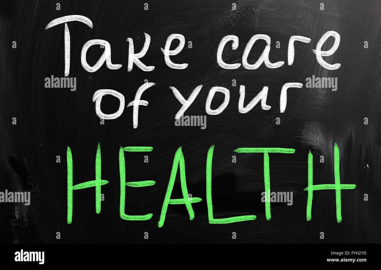 Health concept handwritten with chalk on a blackboard Stock Photo - Alamy