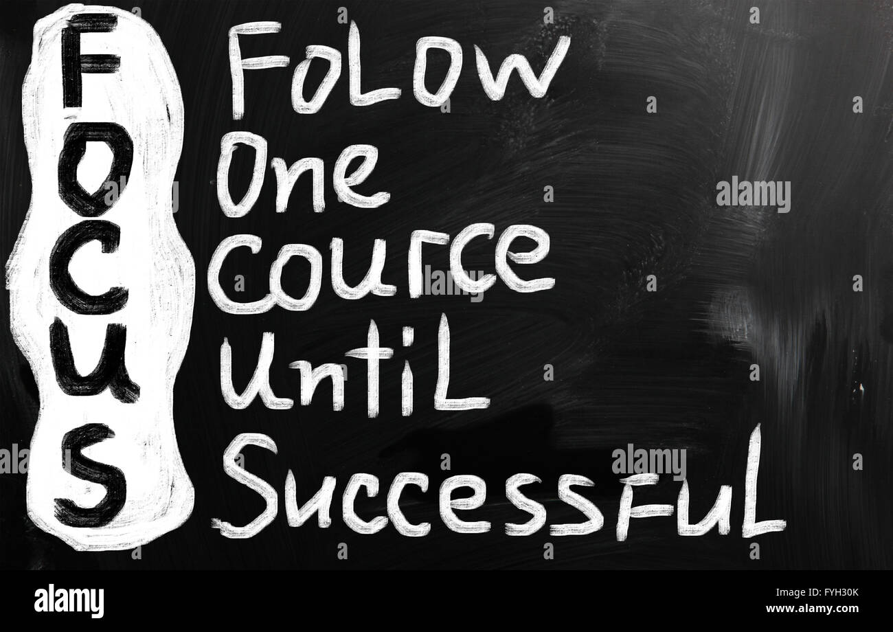 Focus handwritten with white chalk on a blackboard Stock Photo - Alamy