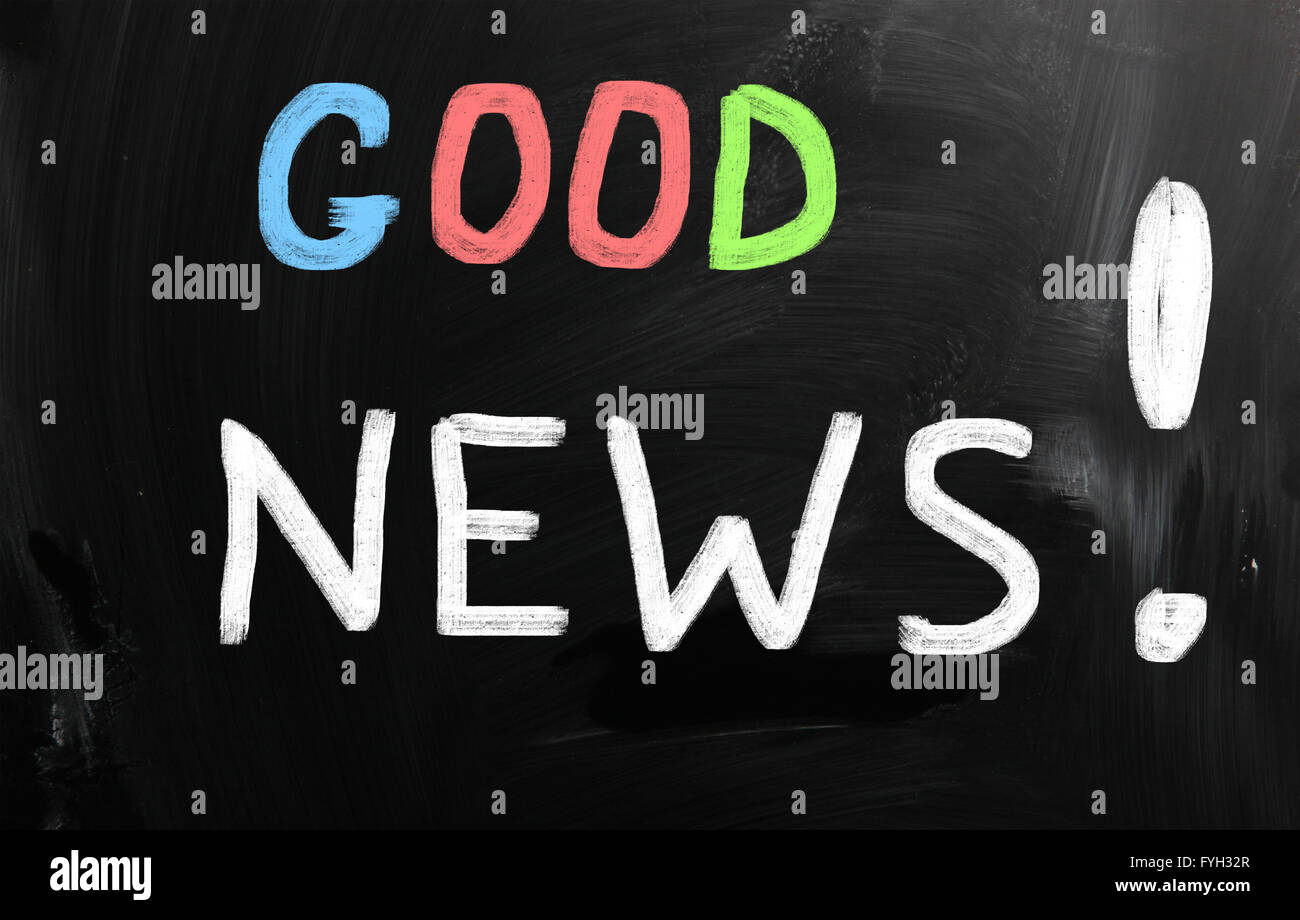 Good News! handwritten with white chalk on a blackboard Stock Photo - Alamy