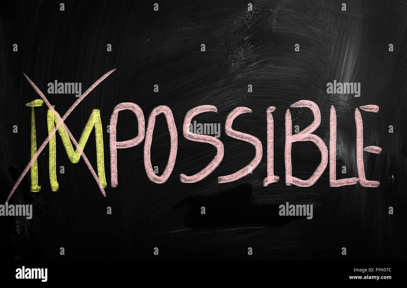 Impossible handwritten with white chalk on a blackboard Stock Photo - Alamy