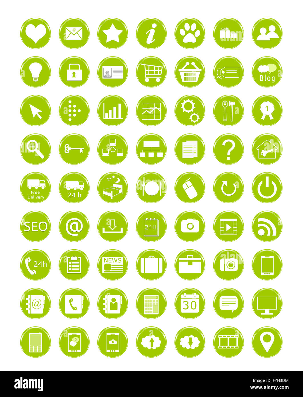 Set of web icons in green color Stock Photo - Alamy