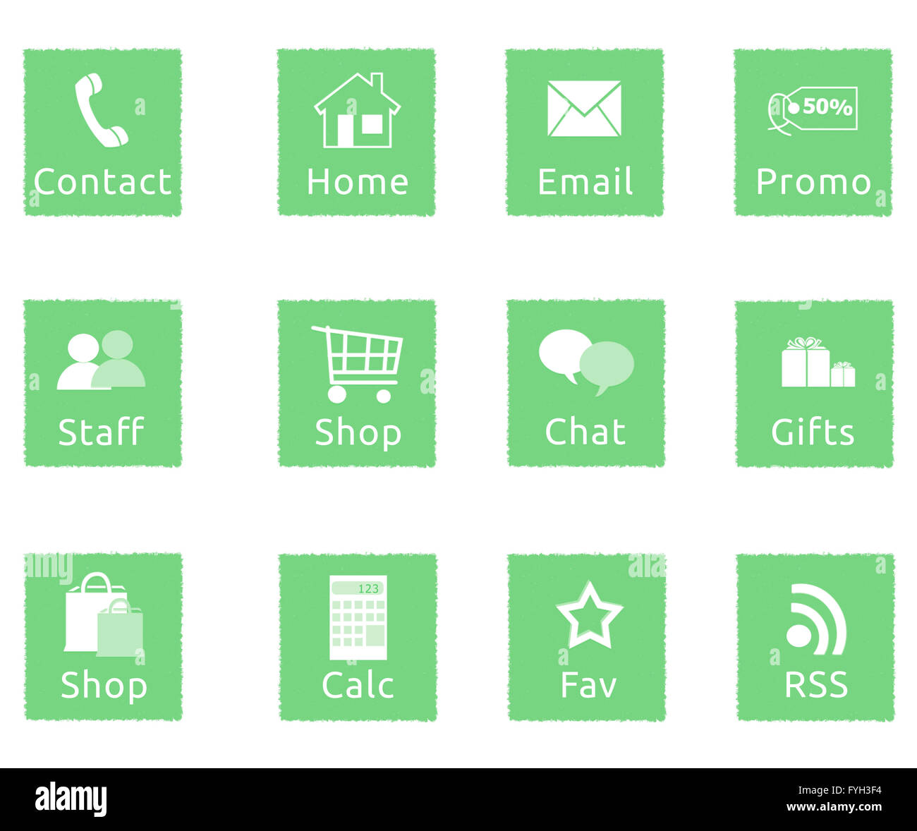 Set of icons for web in green color Stock Photo - Alamy