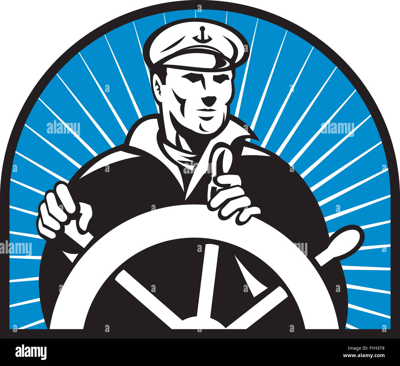 ship captain helmsman steering wheel Stock Photo - Alamy