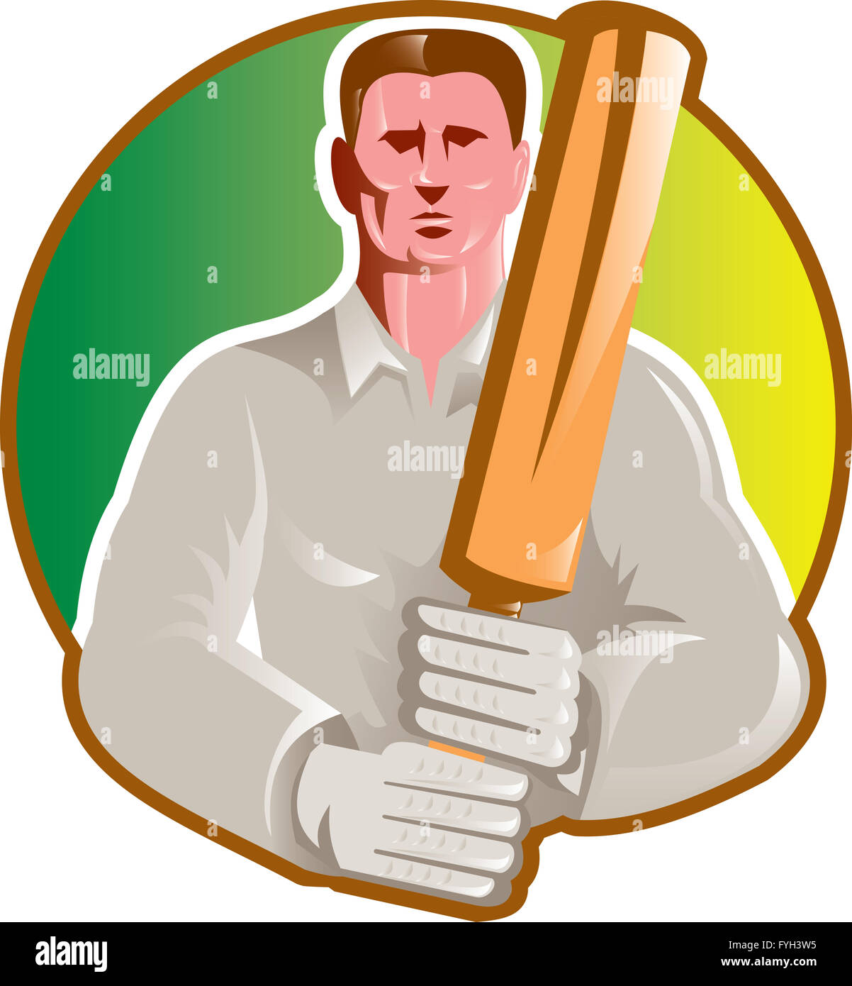cricket player batsman with bat front view Stock Photo - Alamy