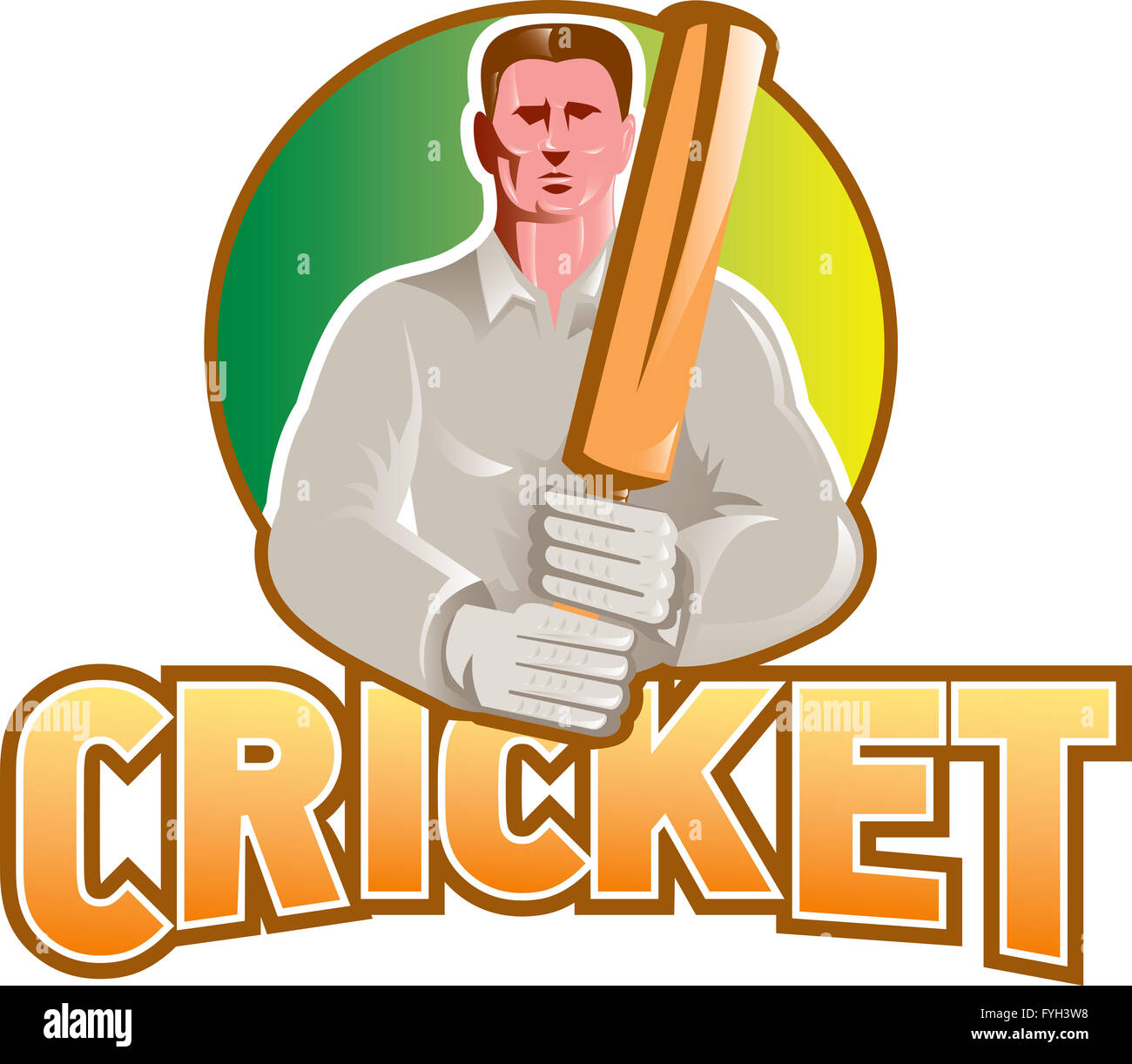 cricket player batsman with bat front view Stock Photo - Alamy