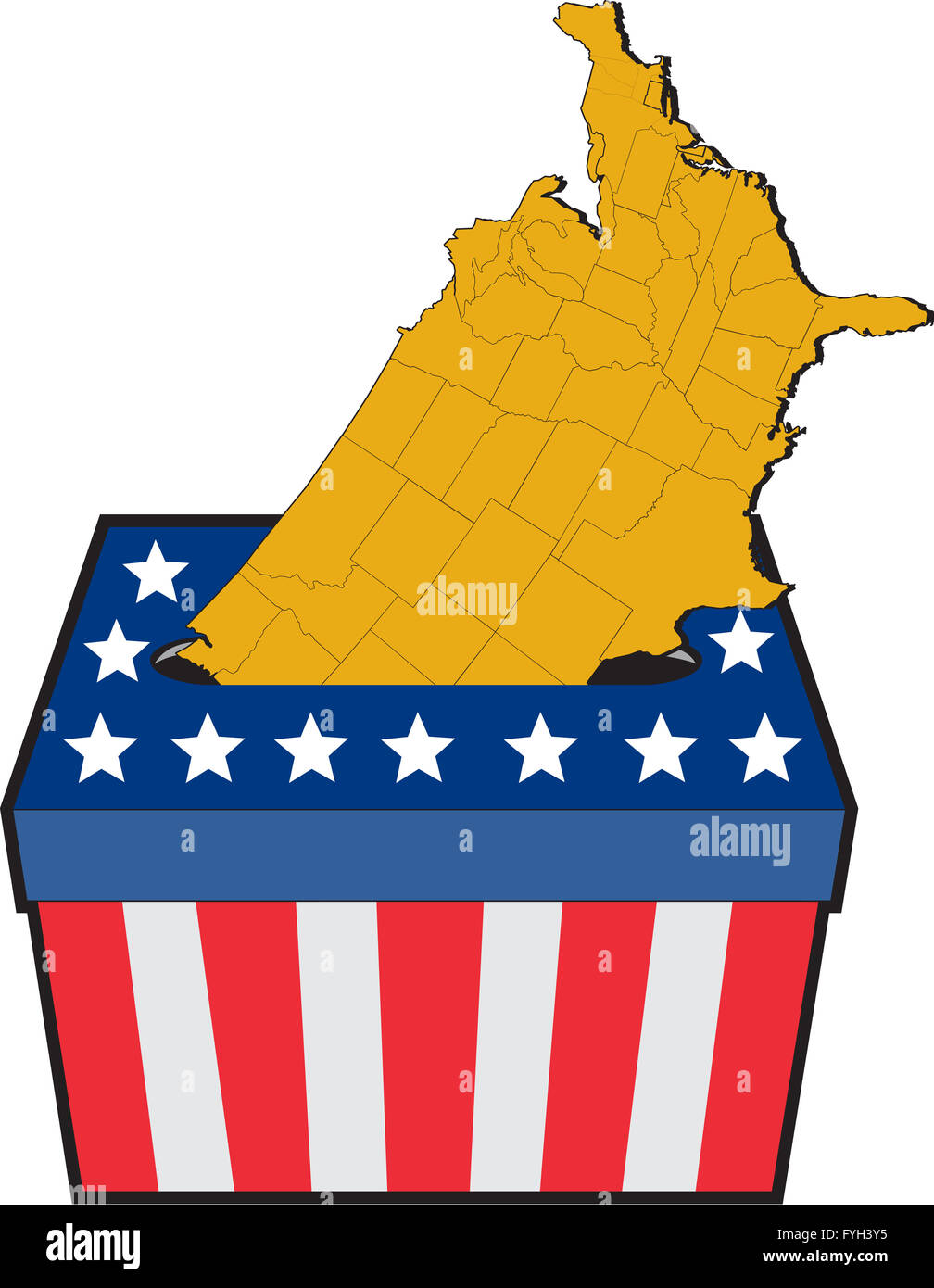 American election ballot box map of USA Stock Photo - Alamy