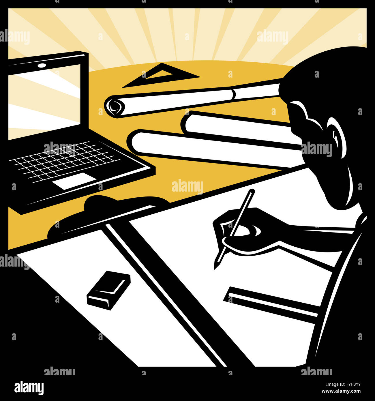 architectural draftsman drawing computer Stock Photo - Alamy