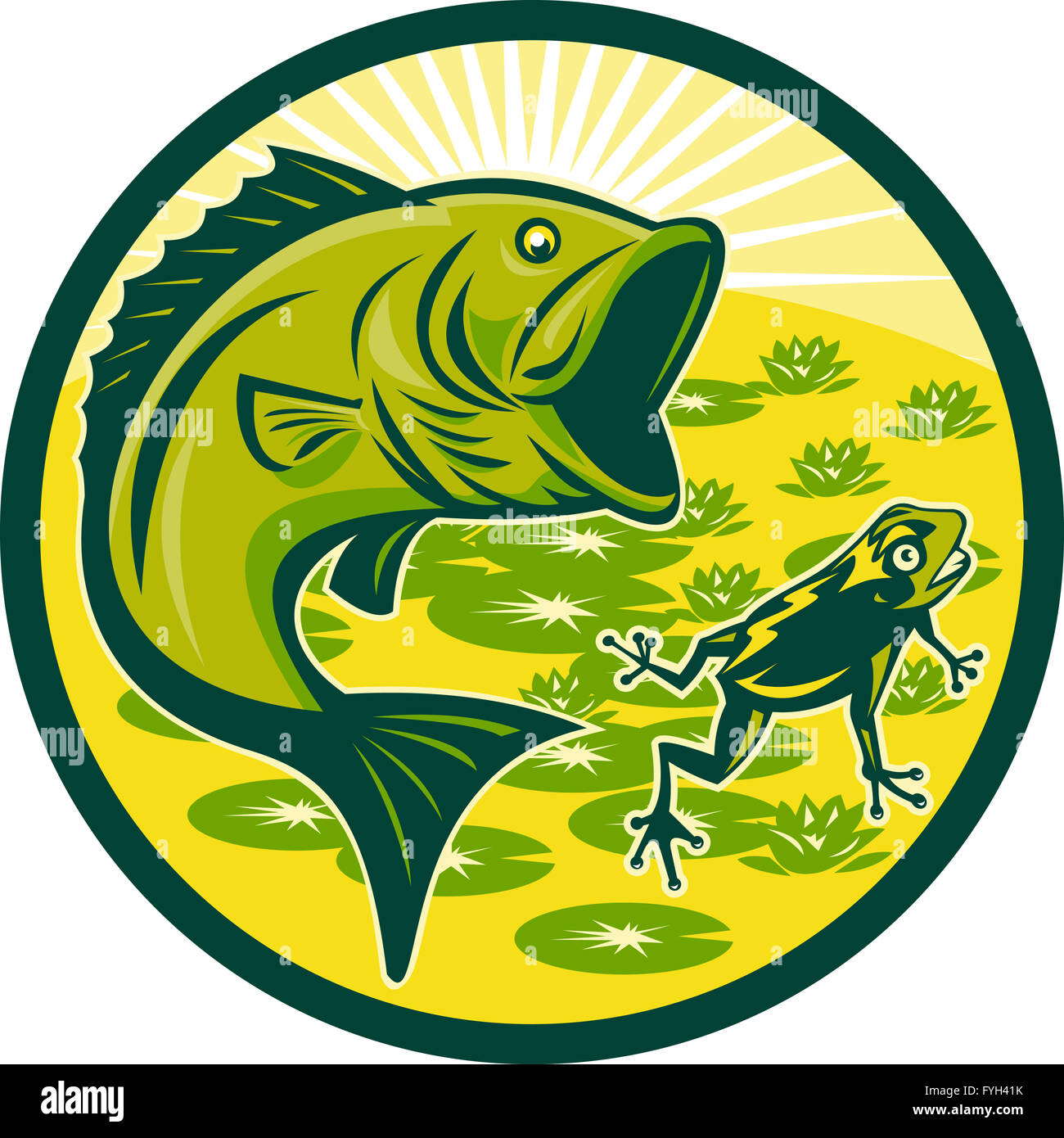 largemouth bass jumping with frog Stock Photo - Alamy