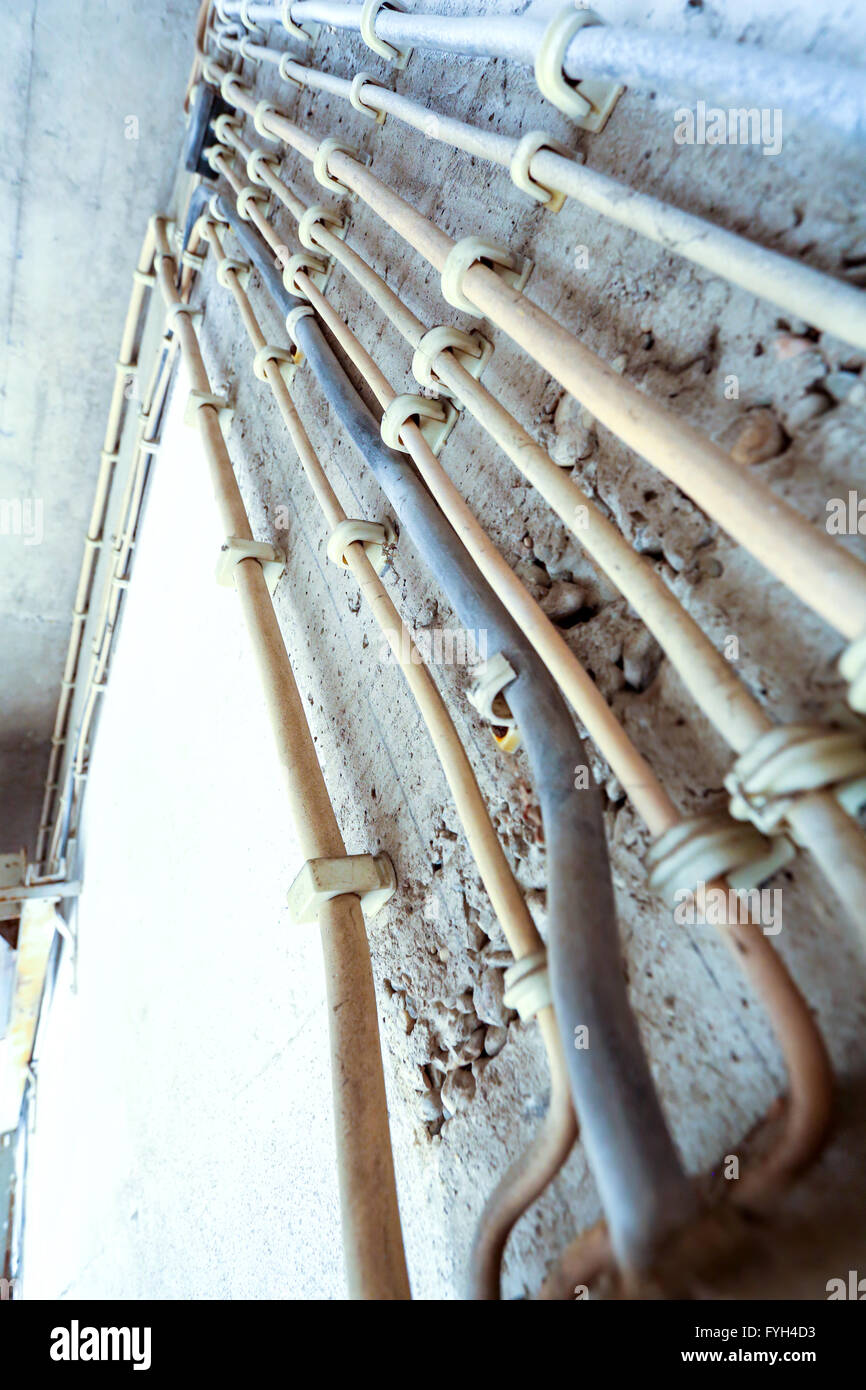 Old electricity cables Stock Photo - Alamy