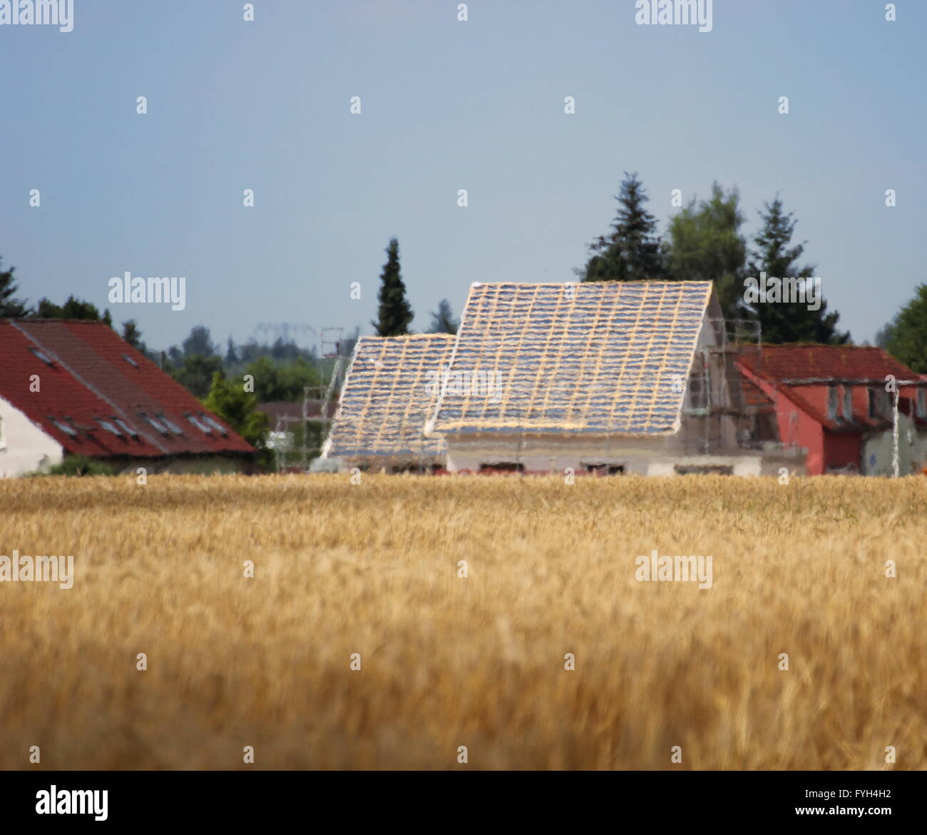 Construction site in summer with shimmering air Stock Photo - Alamy