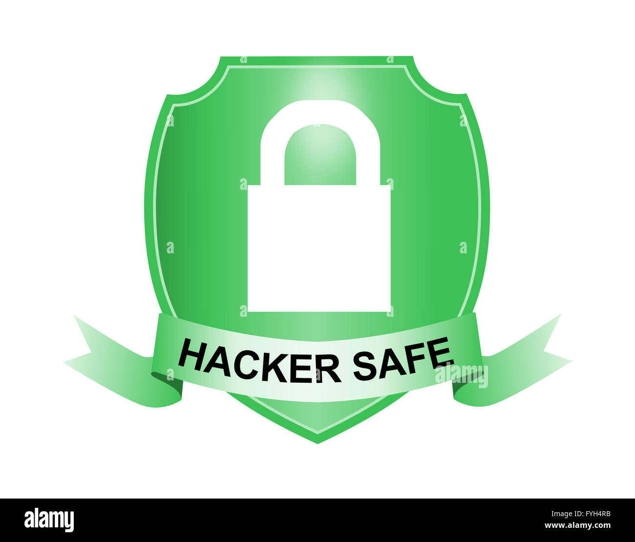 Padlock Hacker Safe Shield and Ribbon Stock Photo - Alamy