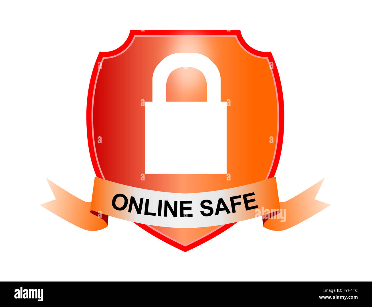 Padlock Online Safe Shield and Ribbon Stock Photo - Alamy