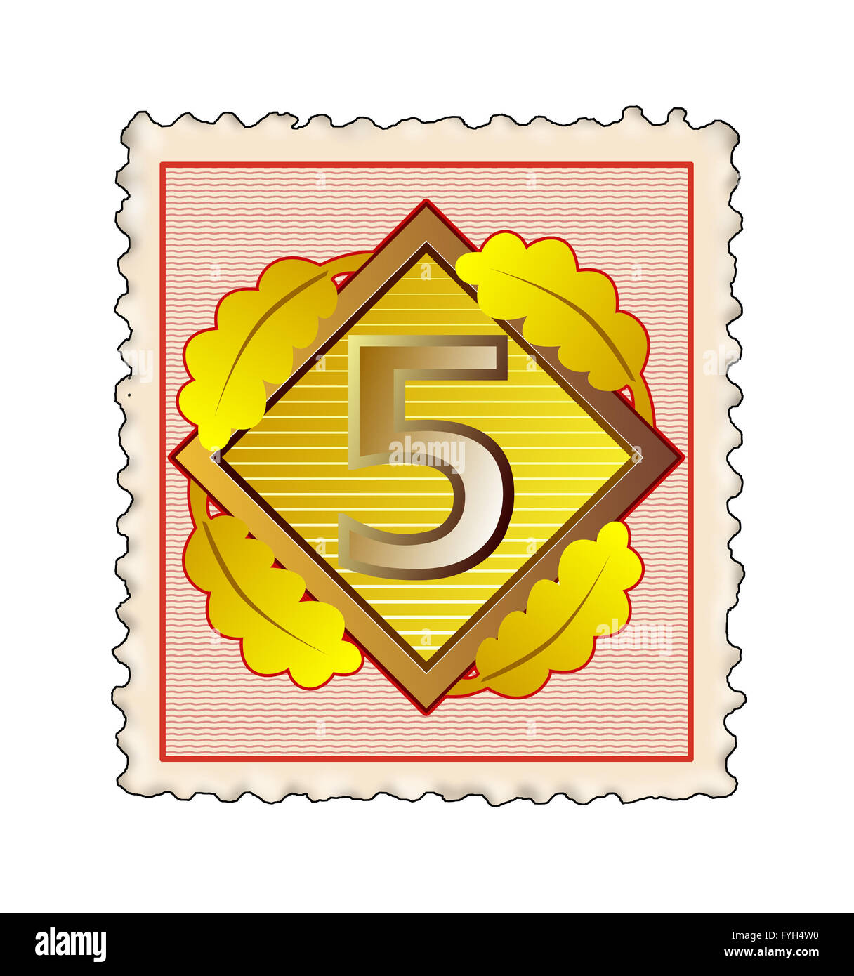 Number 5 Diamond Stamp Stock Photo - Alamy