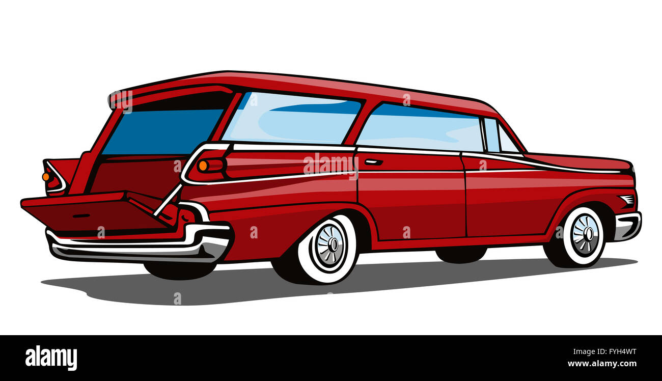 Red Car Station Wagon Back View Stock Photo - Alamy