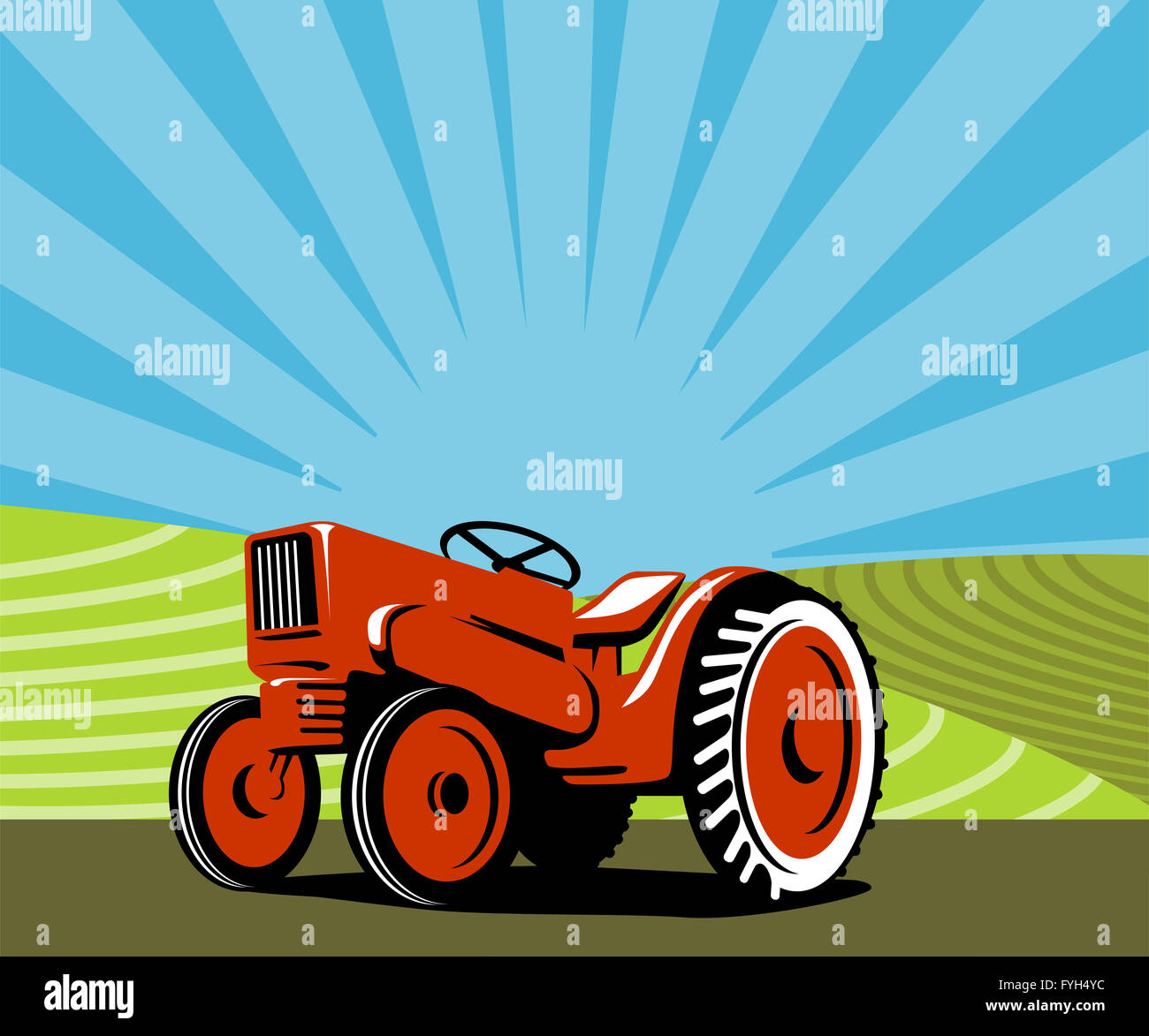 Vintage Tractor Retro Stock Photo - Alamy