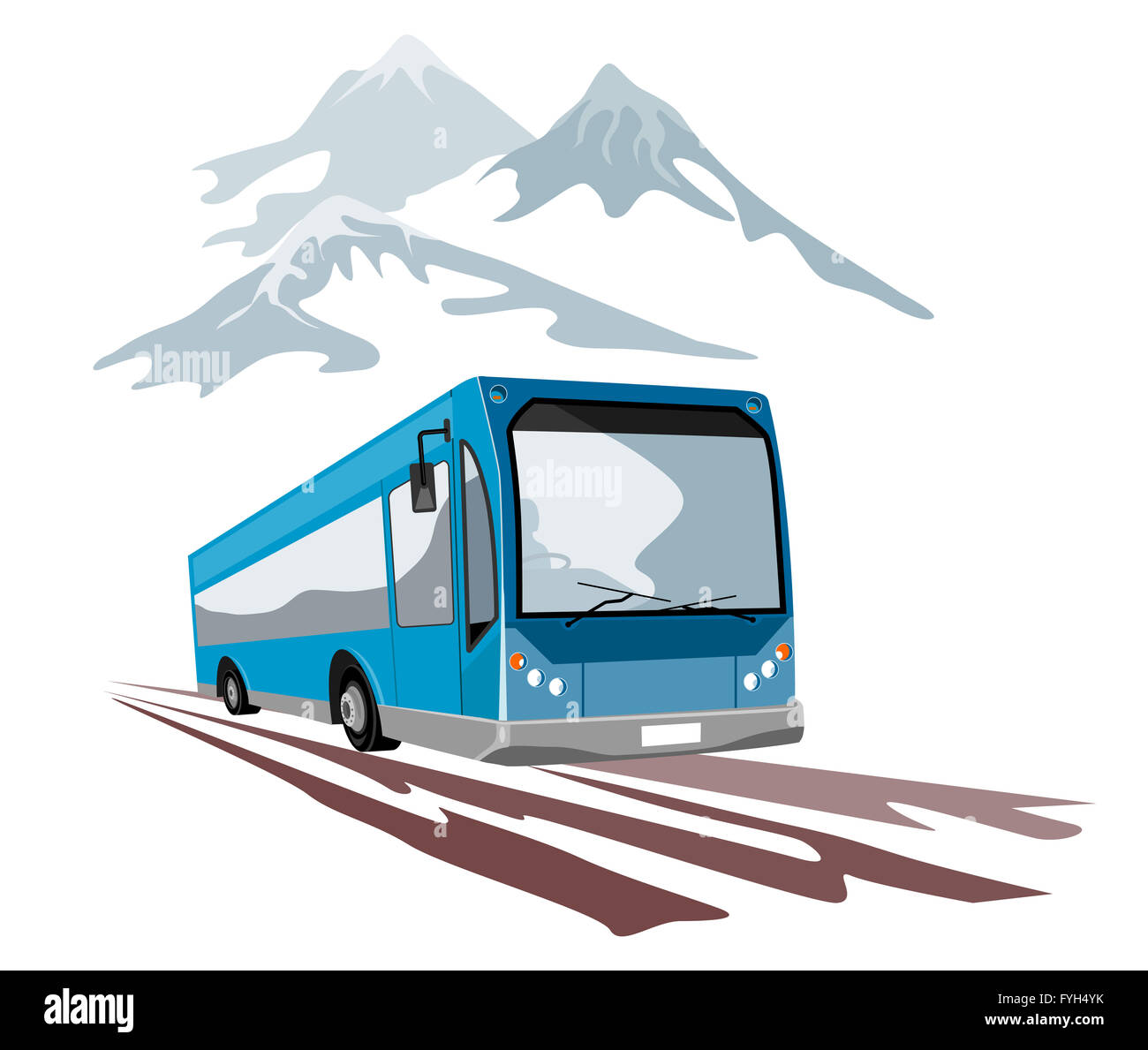 Shuttle Coach Bus and Mountains Stock Photo - Alamy