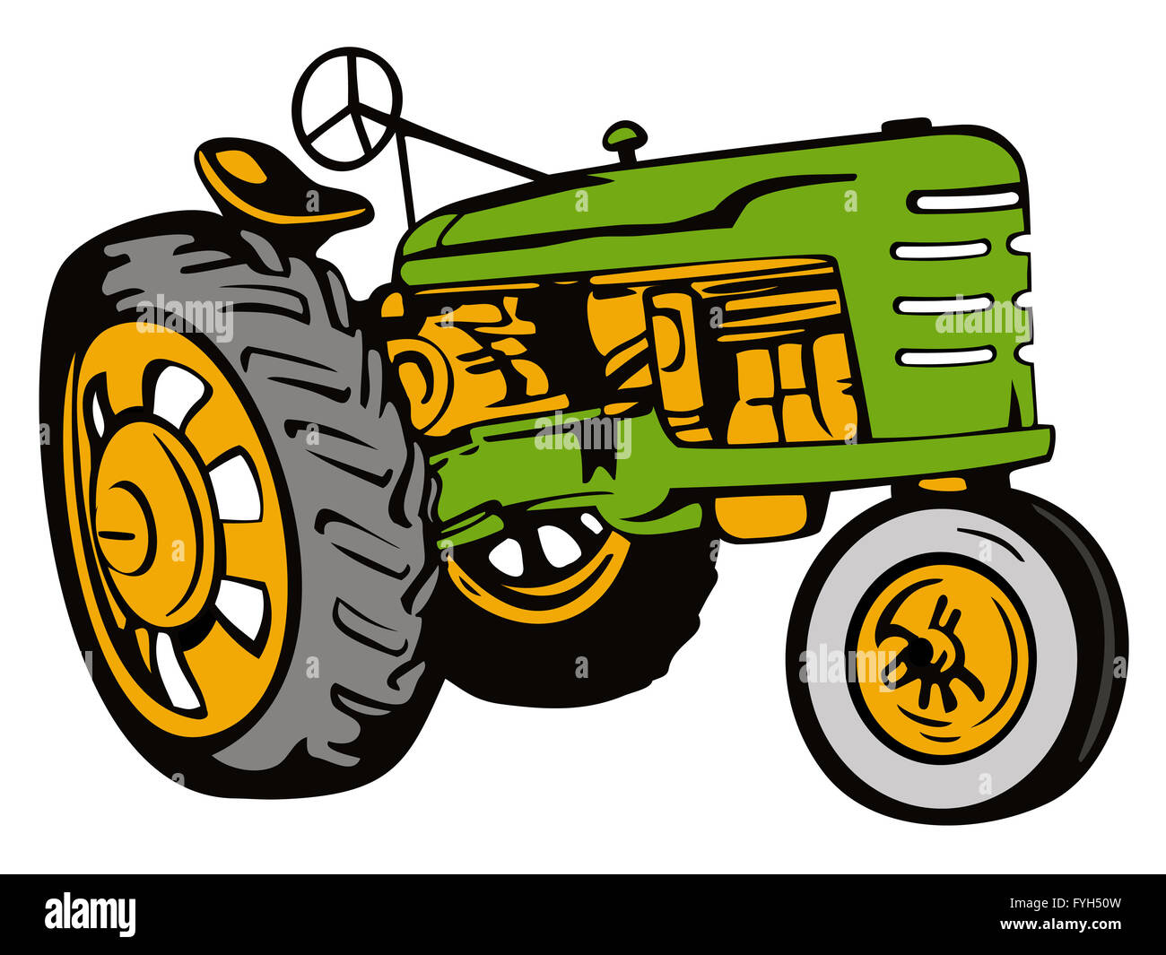 Side view of green tractor Cut Out Stock Images & Pictures - Alamy