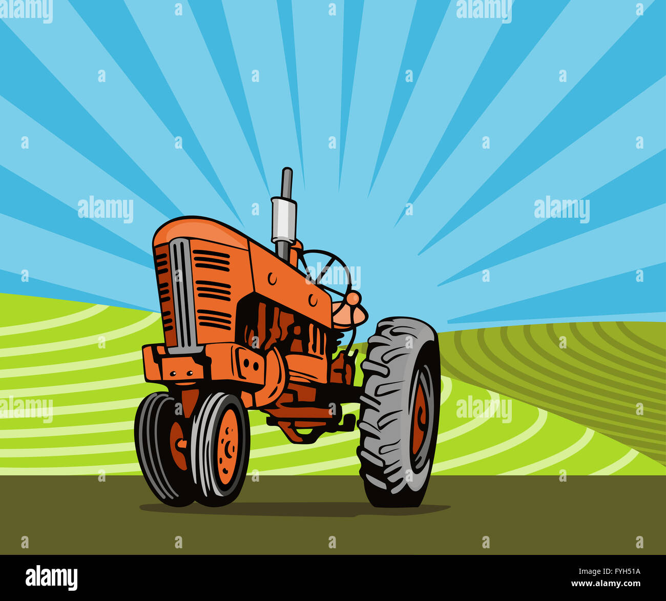 Vintage Tractor Retro Stock Photo - Alamy