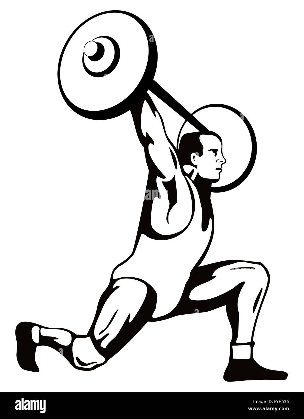 Weightlifter Lifting Barbell Retro Stock Photo - Alamy