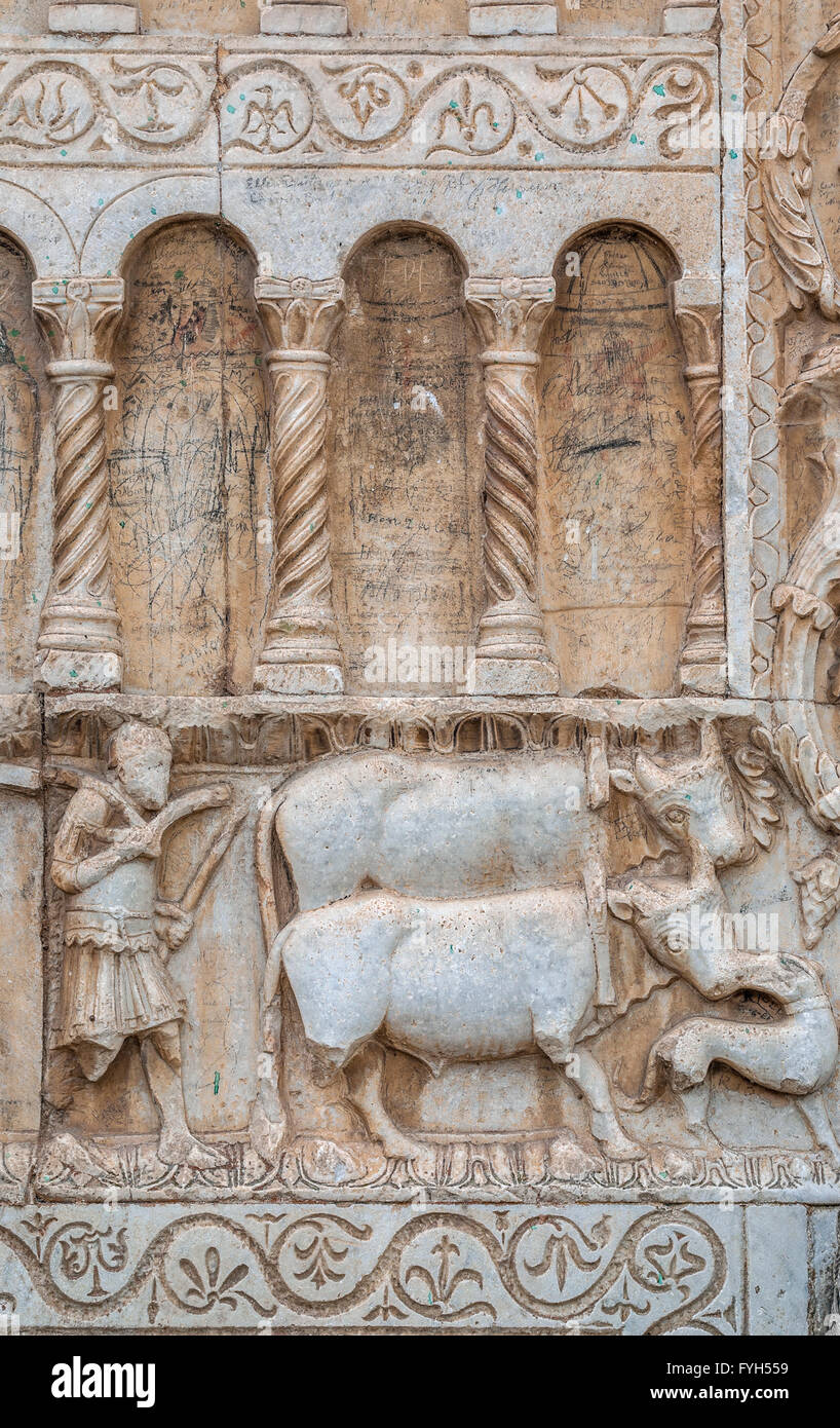 Reliefs depicting the Life of St Peter and medieval stories facade of ...